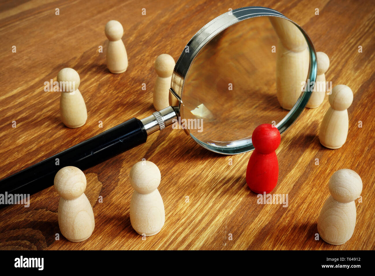 Talent acquisition and management. Magnifying glass and gavel Stock ...