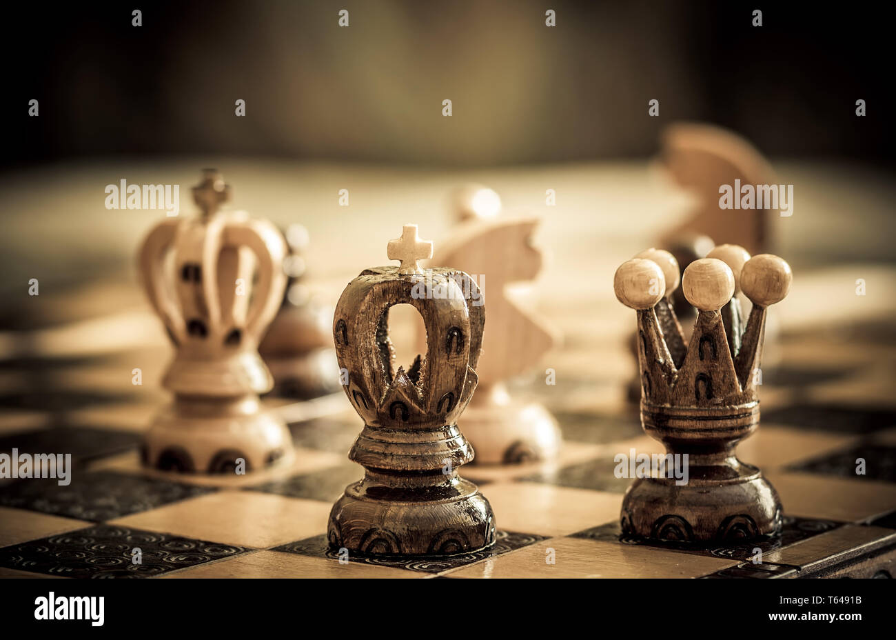 chess with focus to black king in front Stock Photo - Alamy