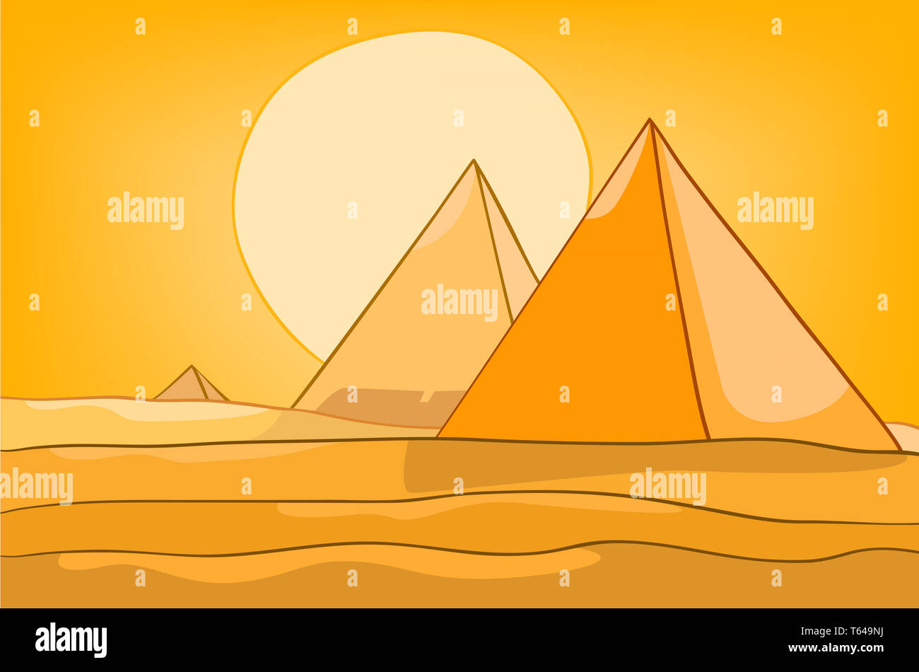 Cartoon Nature Landscape Pyramid Stock Photo - Alamy