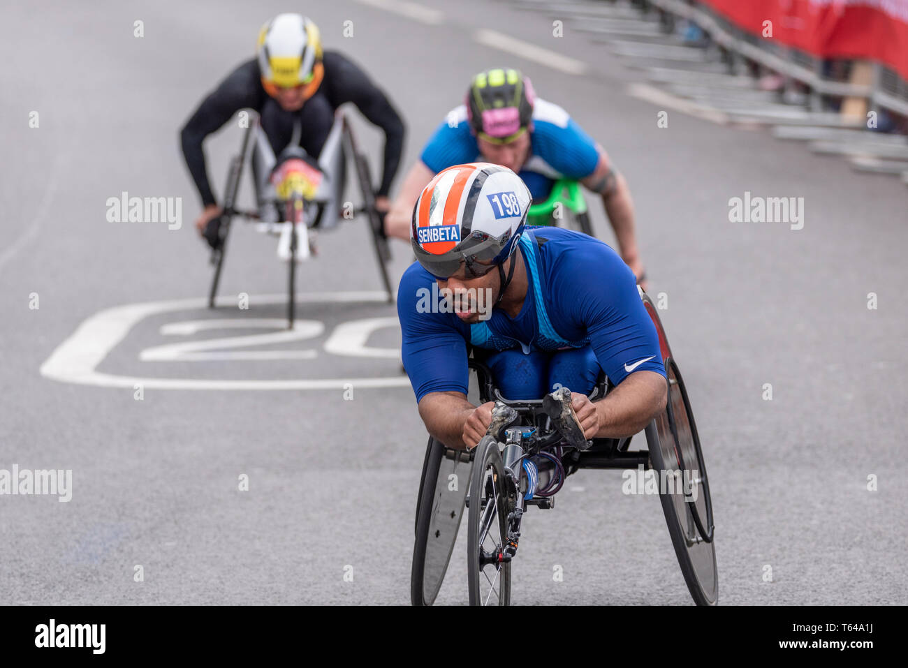 James Senbeta USA racing in the Virgin Money London Marathon 2019 ...