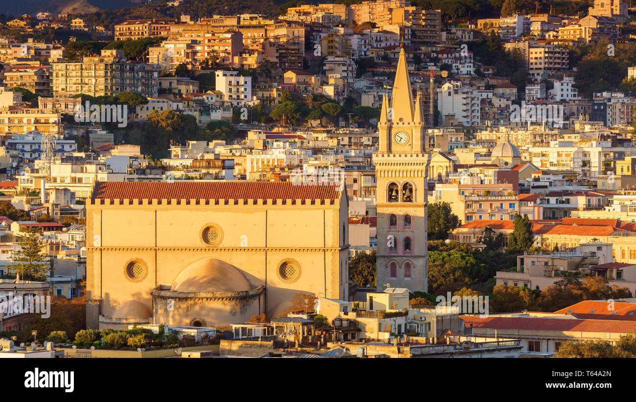 Panoramic view of the Messina.Duomo di Messina or Messina Cathedral ...