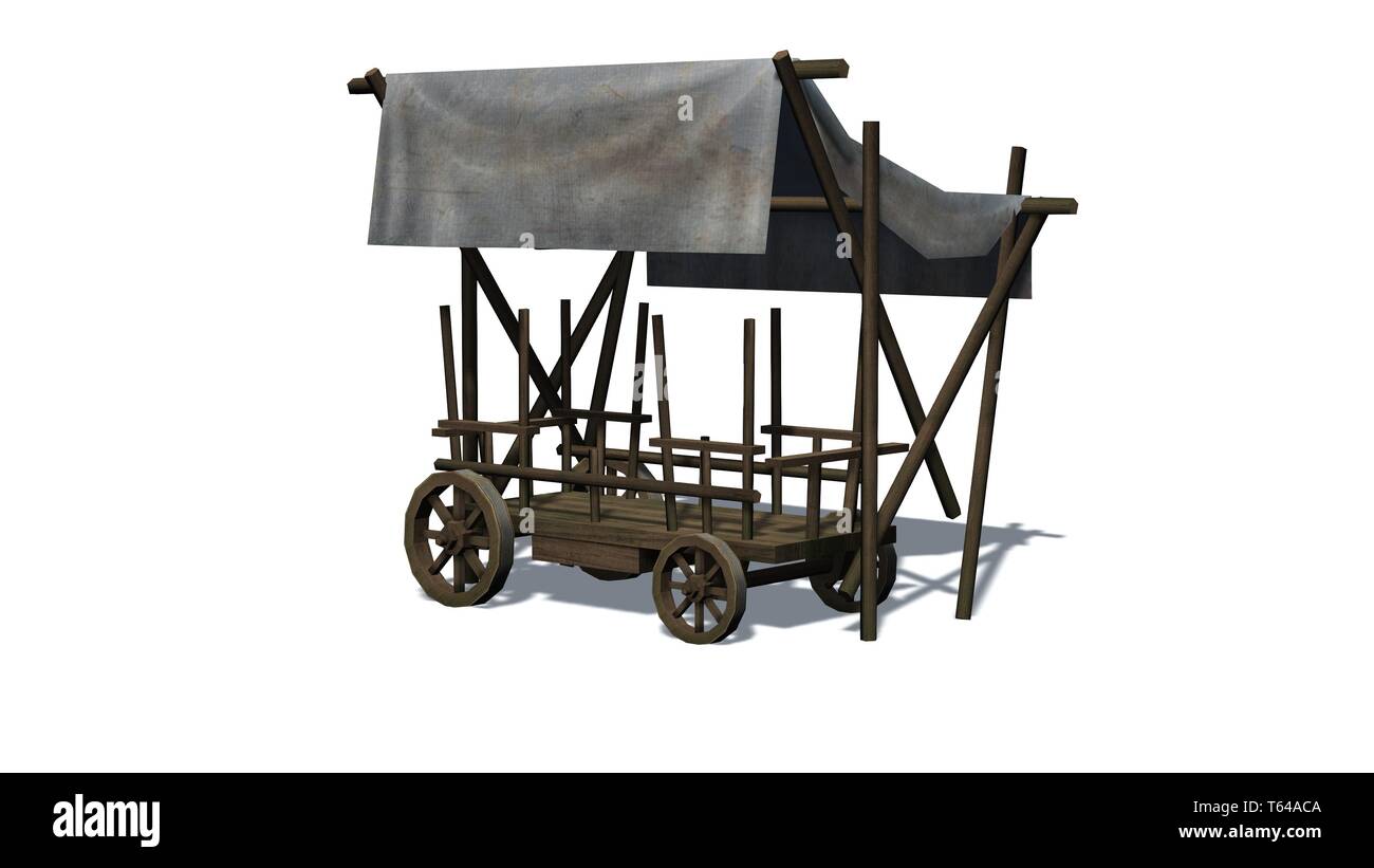 medieval market stall - isolated on white background Stock Photo - Alamy