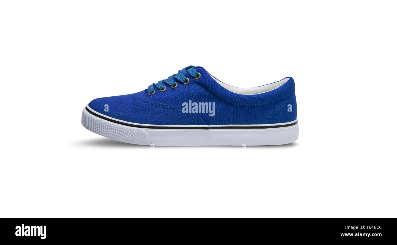 Blue canvas shoes isolated on white background with clipping path Stock ...
