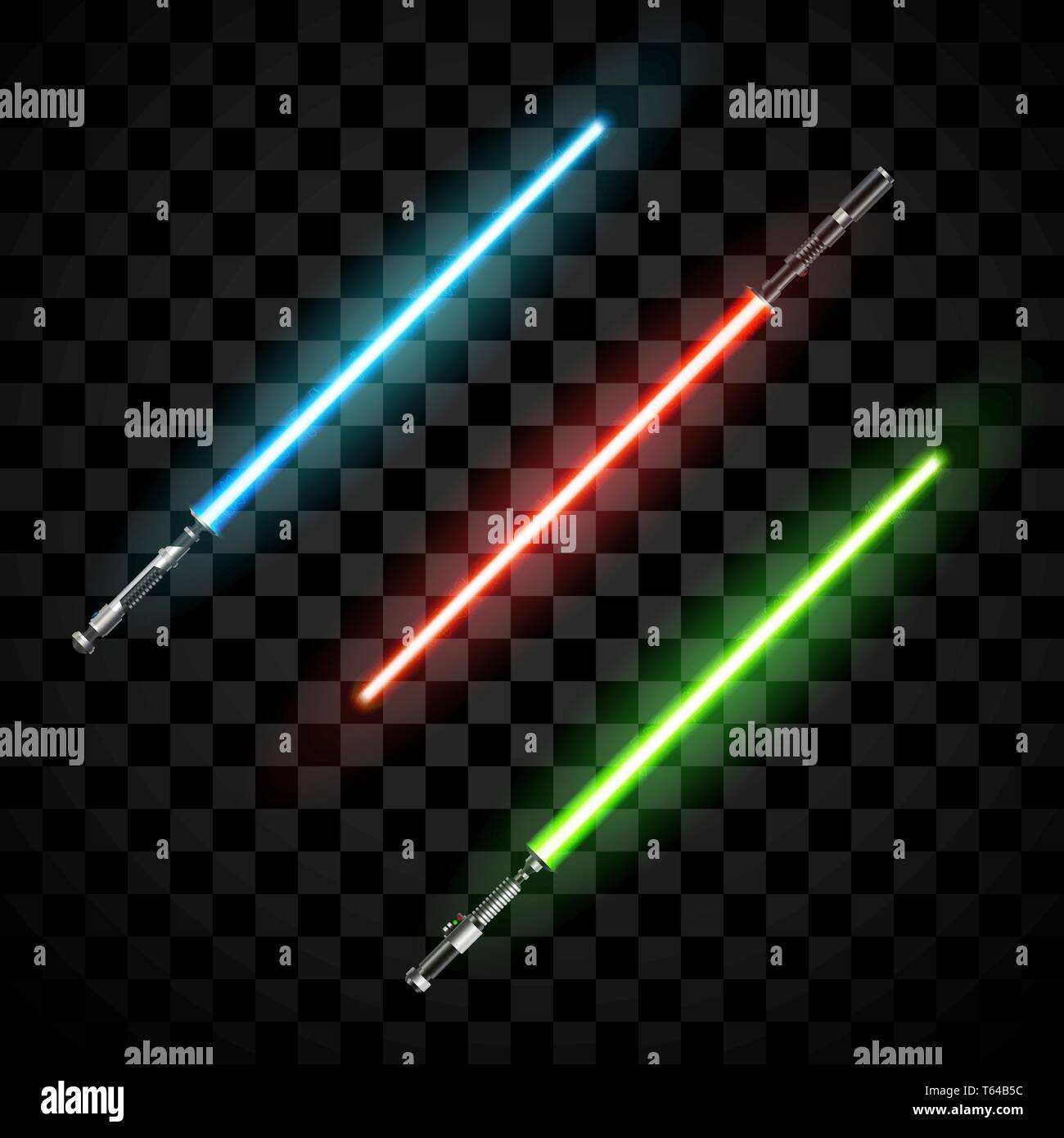 Set of futuristic light swords. Abstract fantasy saber. Vector ...