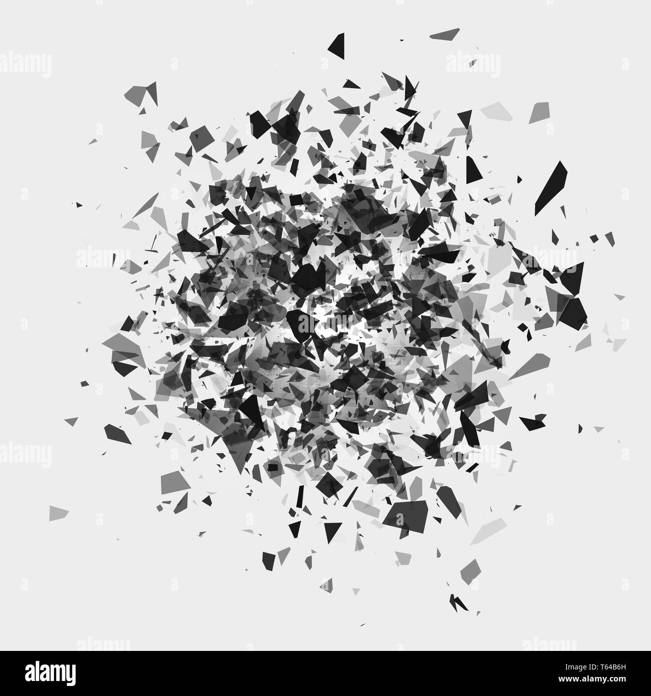 Shatter and destruction effect. Abstract cloud of pieces and fragments ...