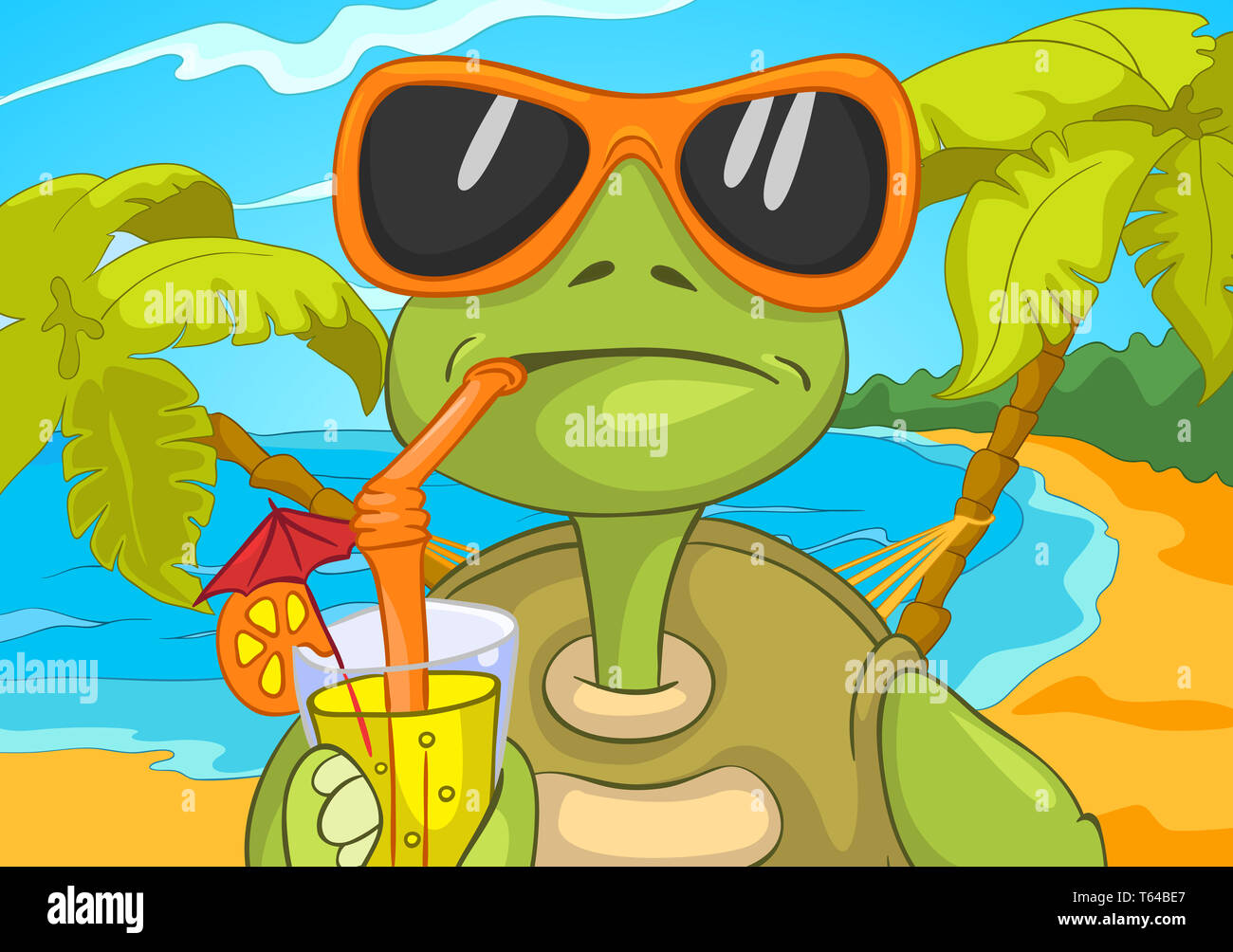 Funny Turtle Drinking Cocktail Stock Photo - Alamy