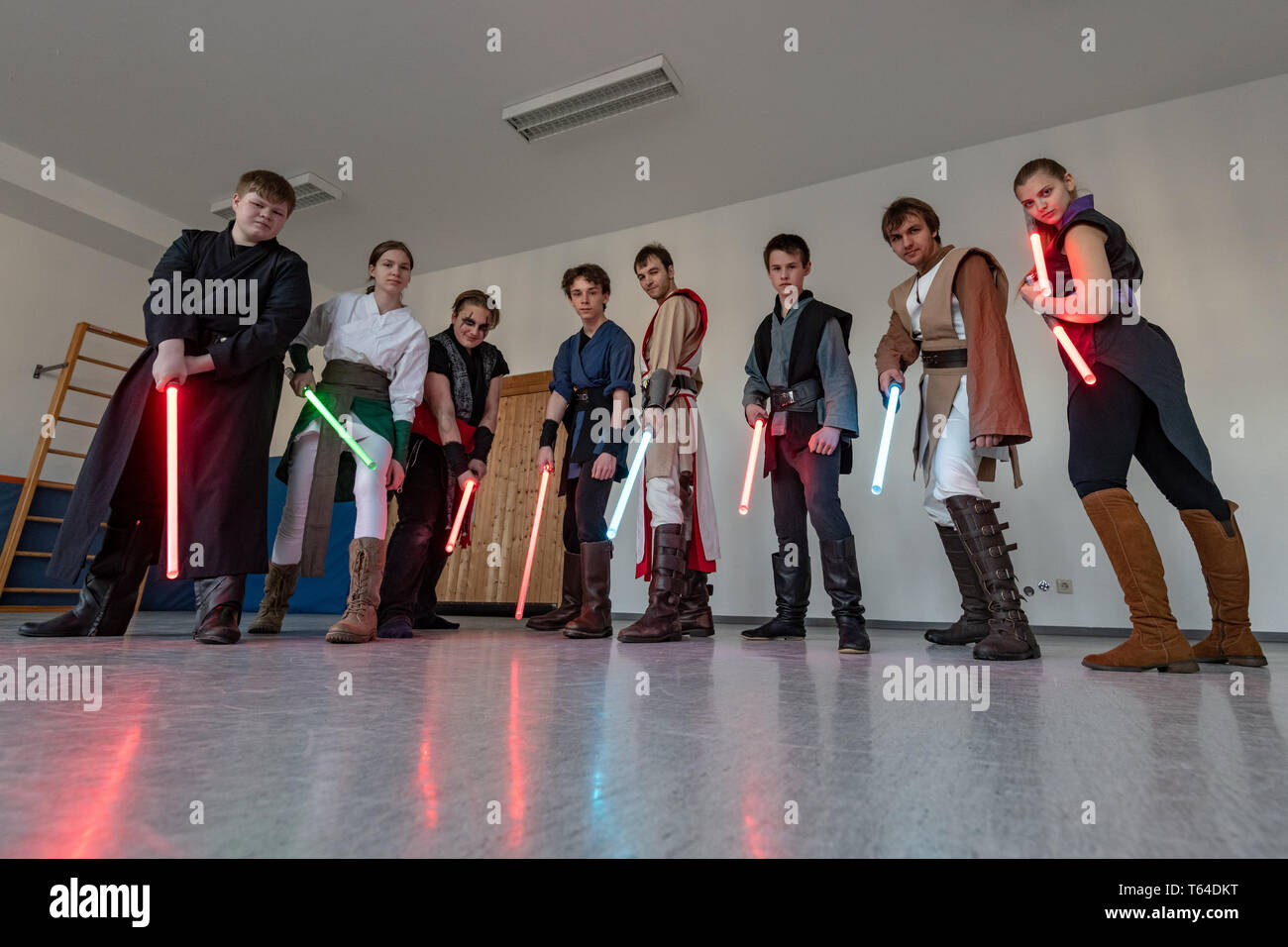 Cham, Germany. 23rd Mar, 2019. The members of the Jedi Academy stand ...