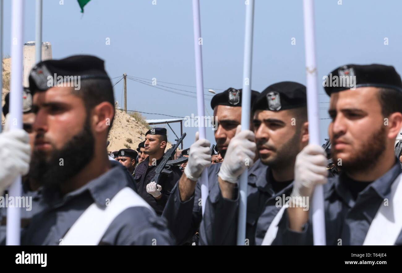 Gaza City, The Gaza Strip, Palestine. 29th Apr, 2019. Police officers ...