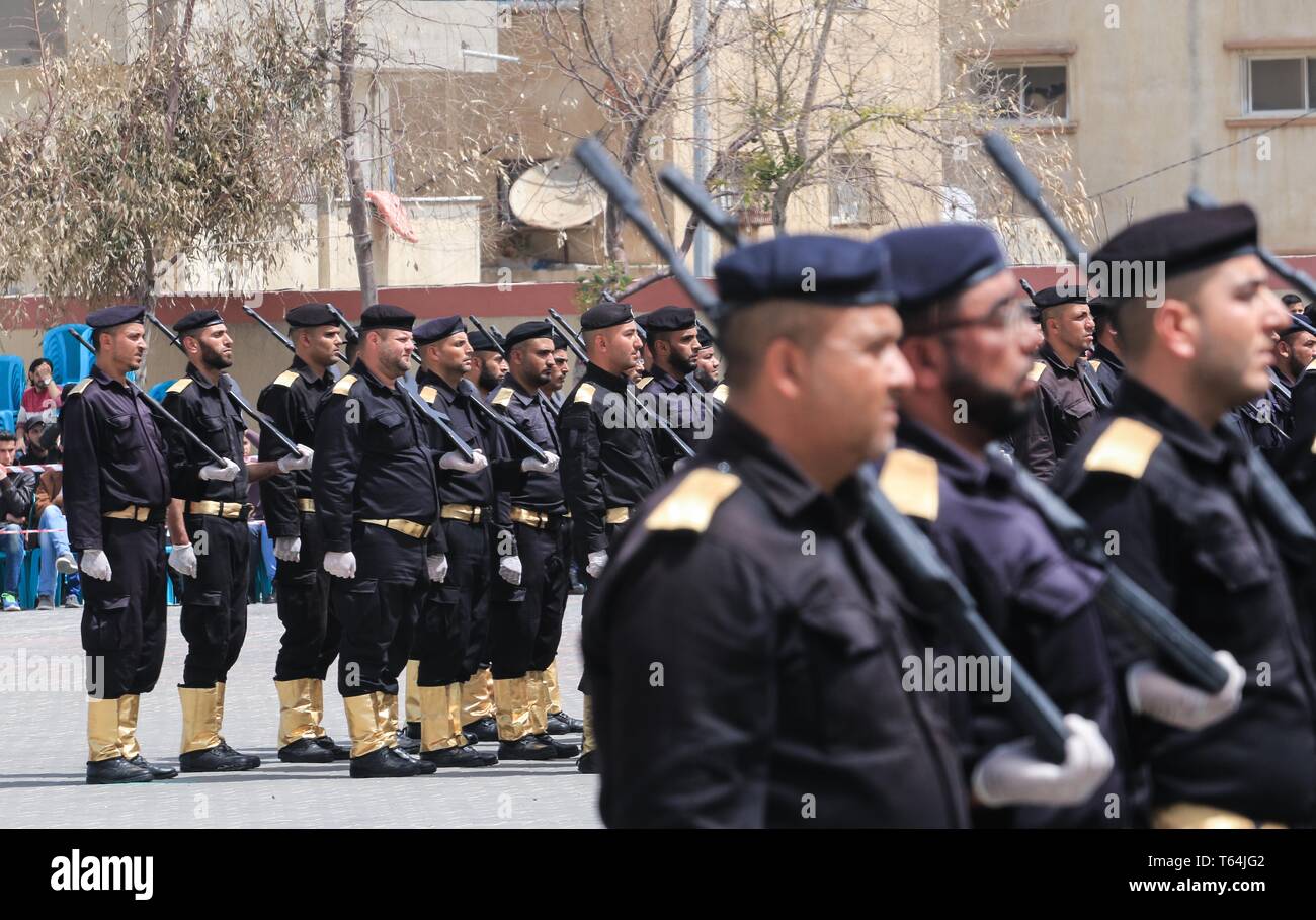 Gaza City, The Gaza Strip, Palestine. 29th Apr, 2019. Police officers ...