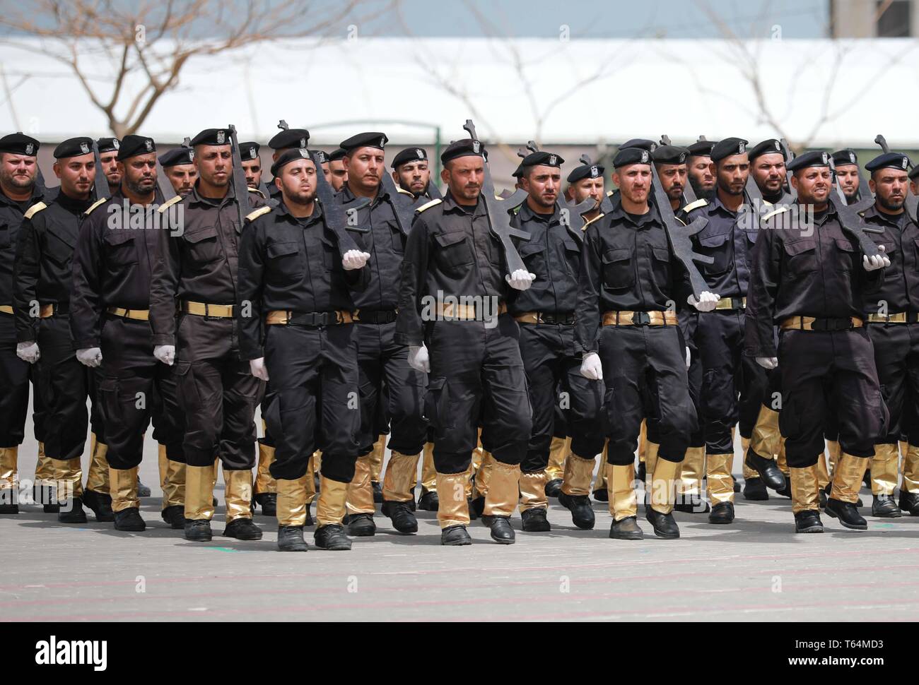 Gaza City, The Gaza Strip, Palestine. 27th Apr, 2019. Police officers ...