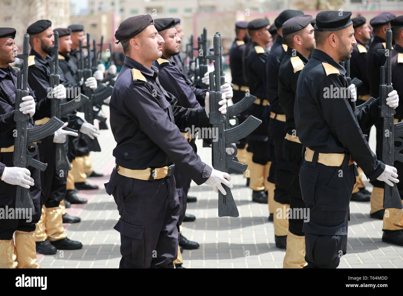 Gaza City, The Gaza Strip, Palestine. 27th Apr, 2019. Police officers ...