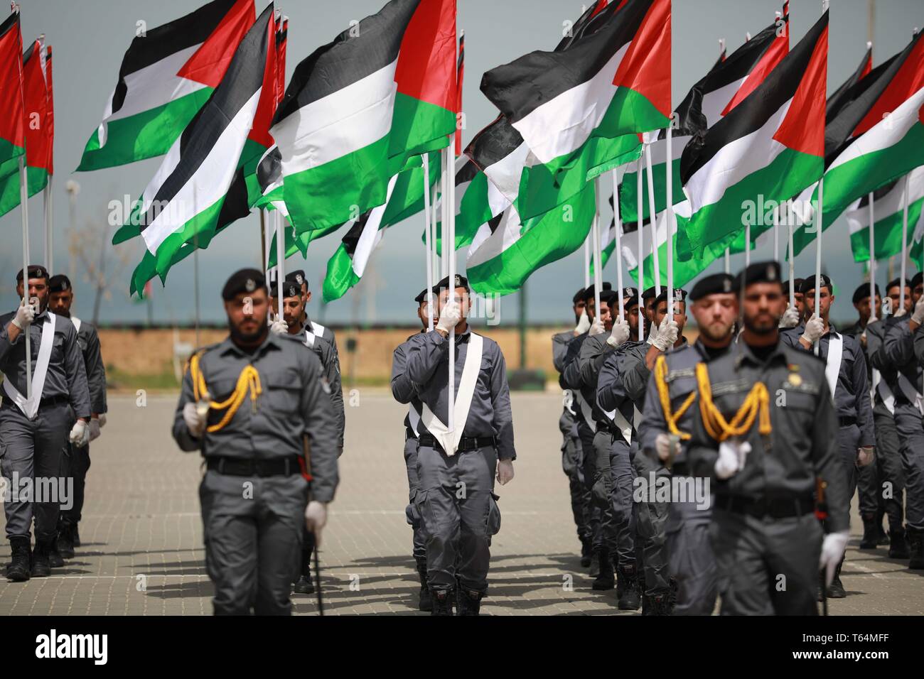 Gaza City, The Gaza Strip, Palestine. 27th Apr, 2019. Police officers ...