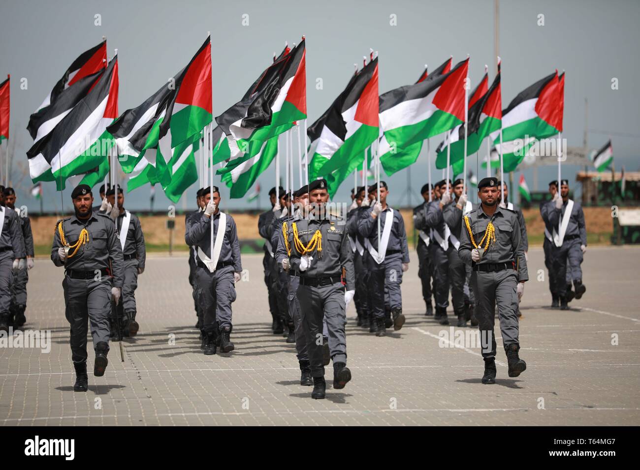 Gaza City, The Gaza Strip, Palestine. 27th Apr, 2019. Police officers ...