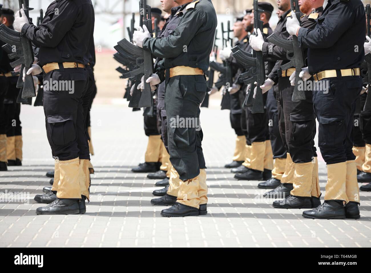 Gaza City, The Gaza Strip, Palestine. 27th Apr, 2019. Police officers ...