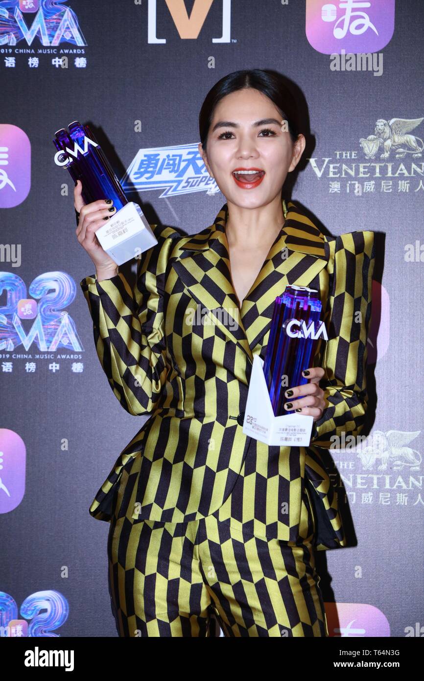 Macao, China. 27th Apr, 2019. Joey Yung, Z.Tao, Miriam Yeung, Lin Chi-Ling, Ashin, Jason Zhang ...