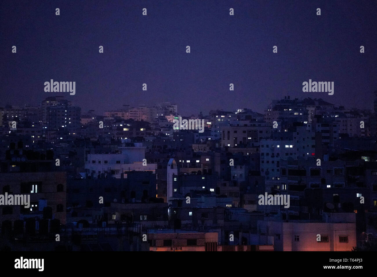 April 29, 2019 - Gaza, -------, Palestine - Gaza City seen at night ...