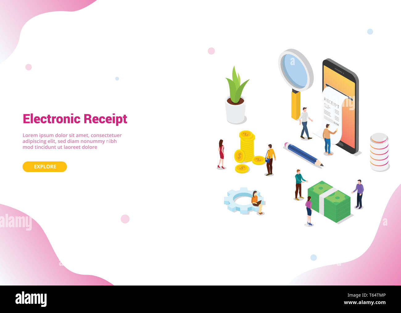 isometric electronic receipt concept for website template banner for ...
