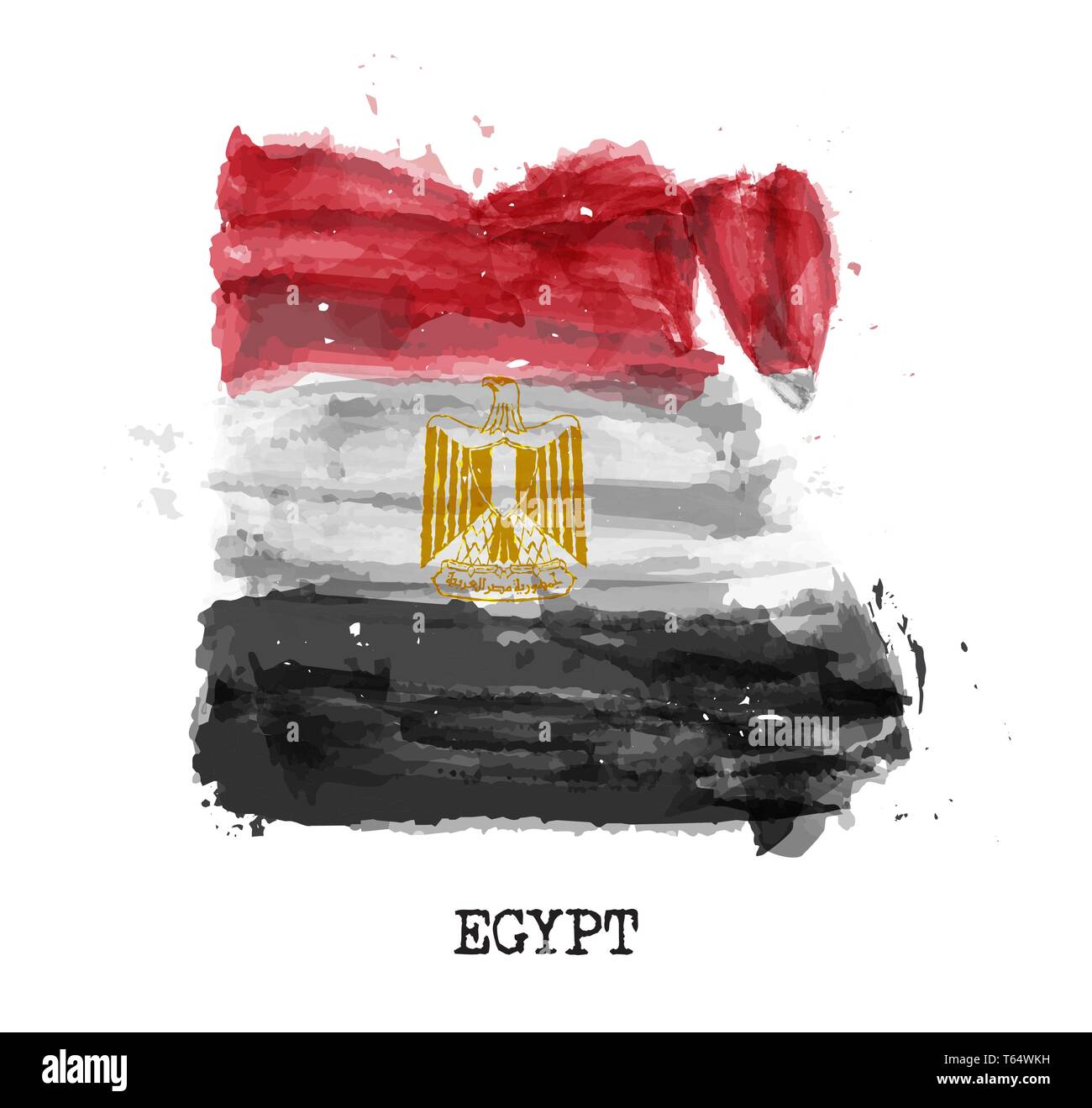 Egypt flag watercolor painting design . Country map shape . Sports team ...