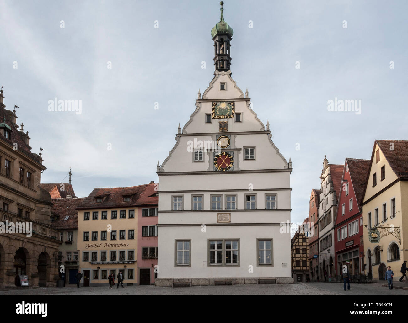 Town Hall (Rathaus) at Marktplatz - the main square of Rothenburg ob ...