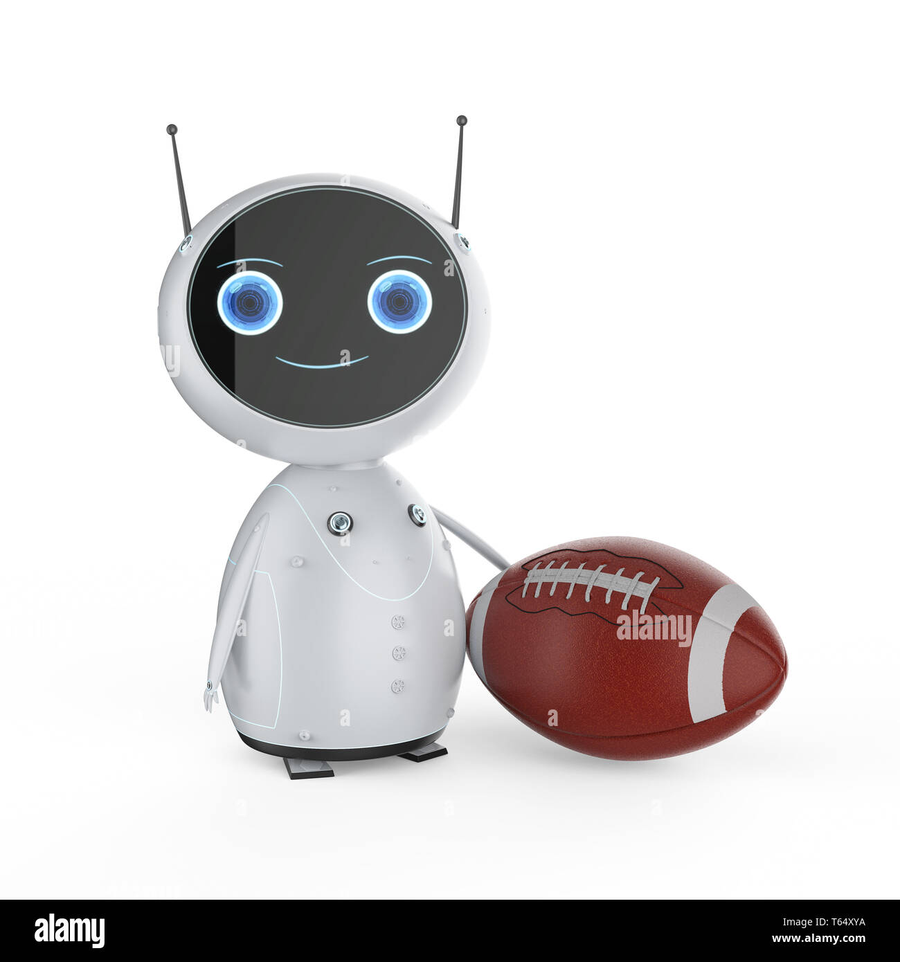 3d rendering mini robot holding football ball Stock Photo - Alamy