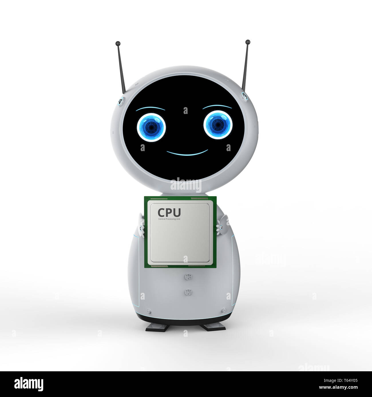 3d rendering mini robot with cpu chip on white background Stock Photo - Alamy