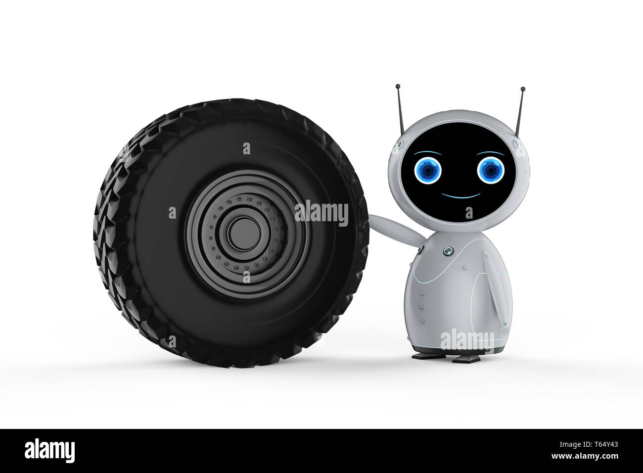 Aviation technology concept with 3d rendering friendly robot with jet ...