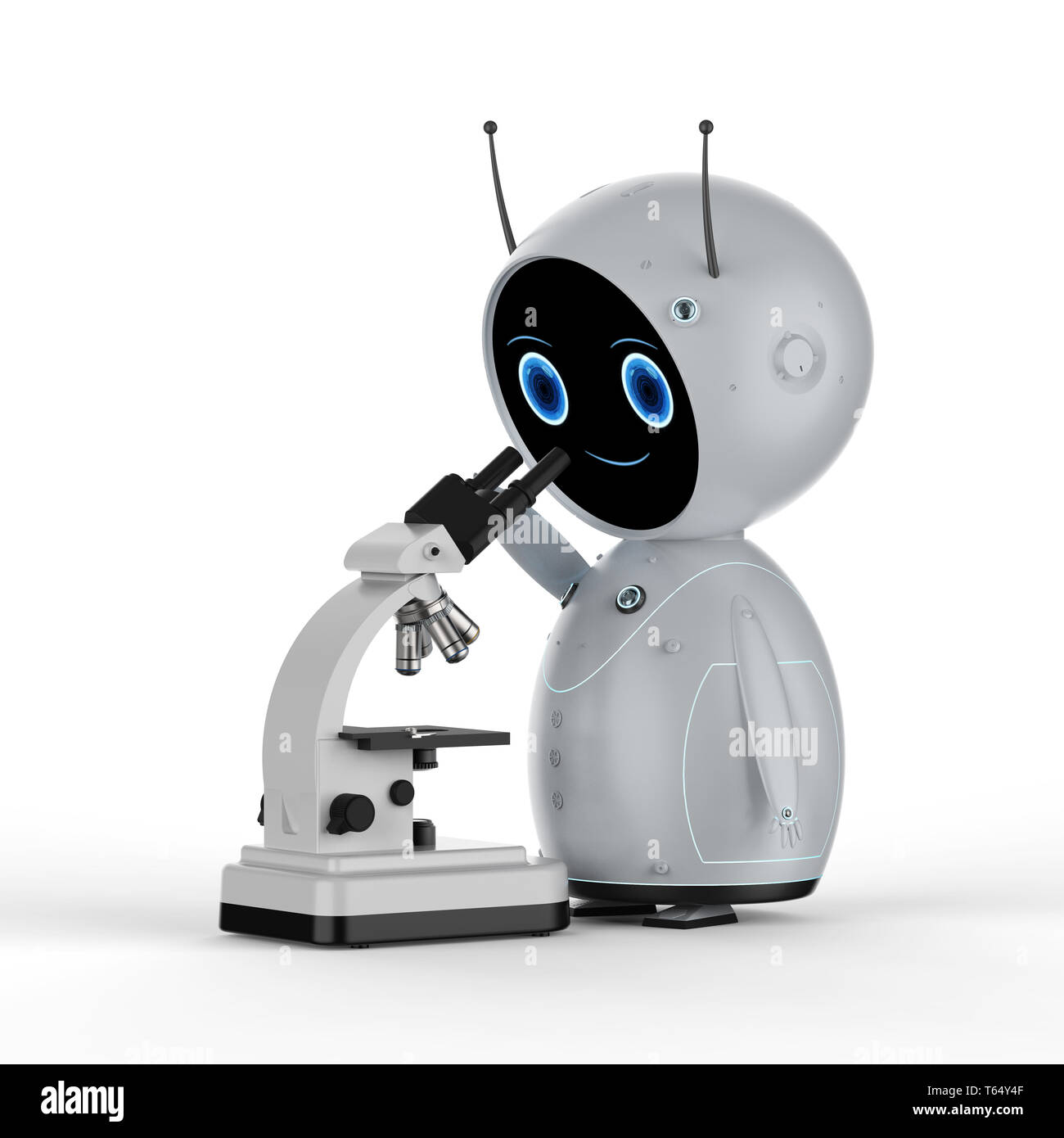 3d rendering robot working on microscope on white background Stock Photo - Alamy
