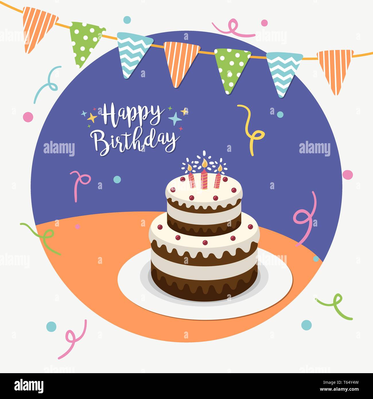 Happy birthday party greeting card. Vector illustration Stock Vector ...