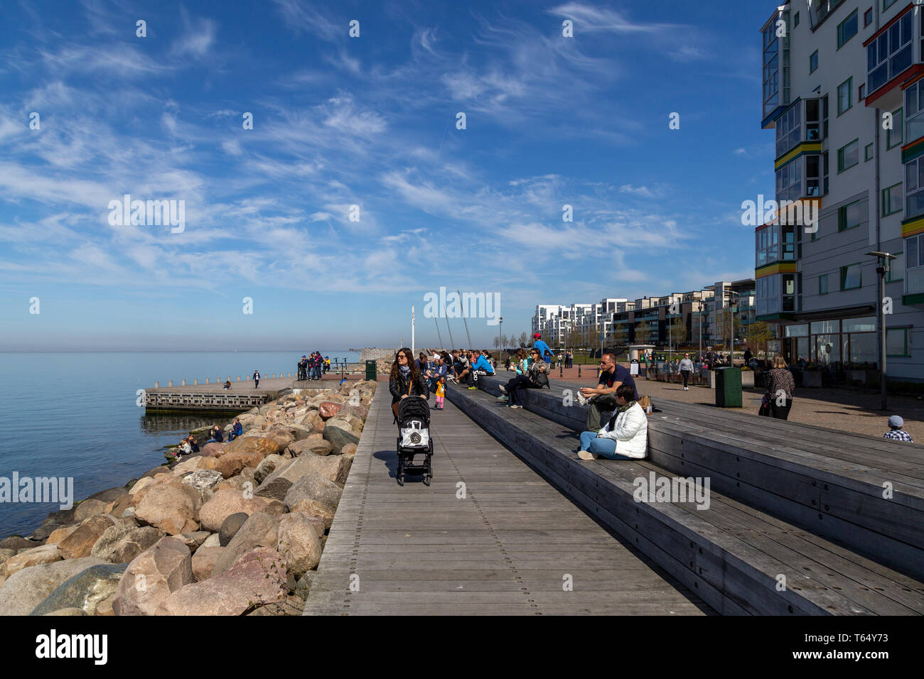 People on boardwalk in Malmo, Sweden Stock Photo - Alamy
