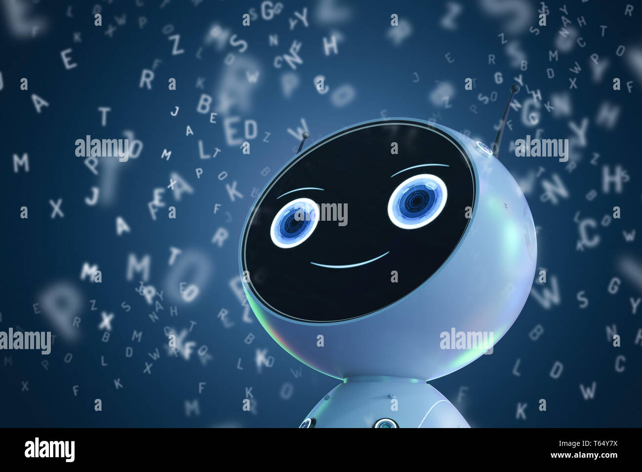 Machine learning concept with 3d rendering robot learning or machine ...