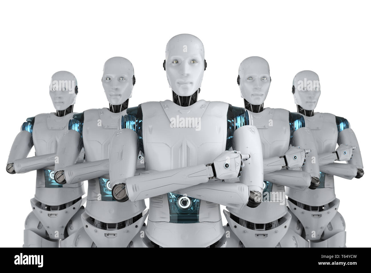 3d rendering group of artificial intelligence robot for teamwork Stock ...