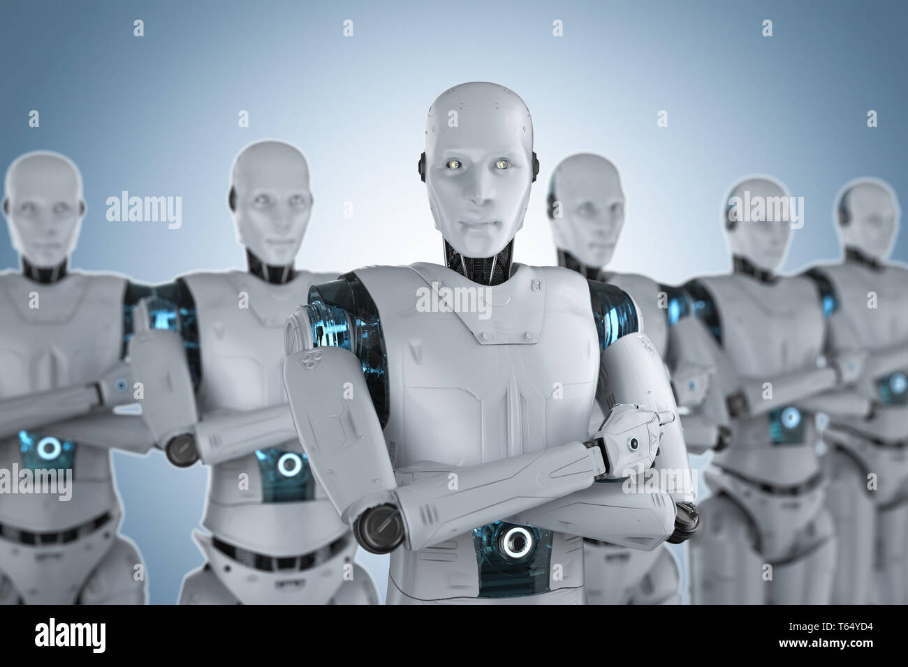 3d rendering group of artificial intelligence robot for teamwork Stock ...