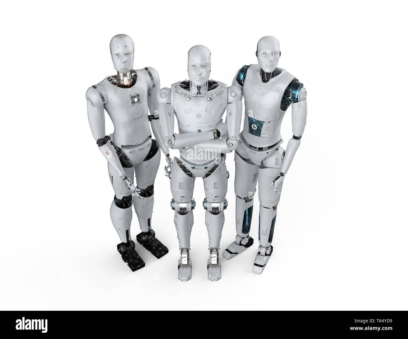 3d rendering group of artificial intelligence robot for teamwork Stock ...