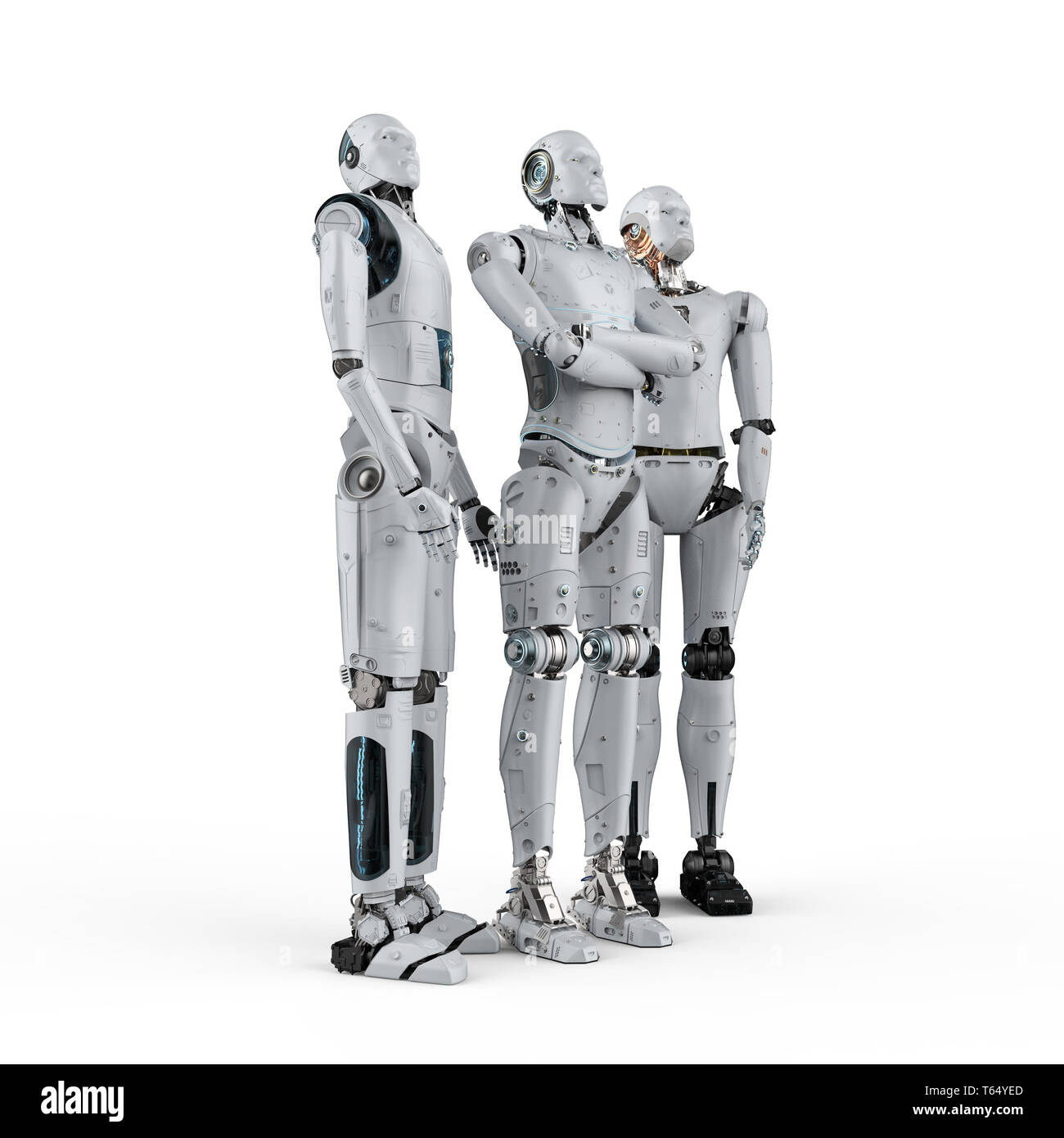 3d rendering group of artificial intelligence robot for teamwork Stock ...