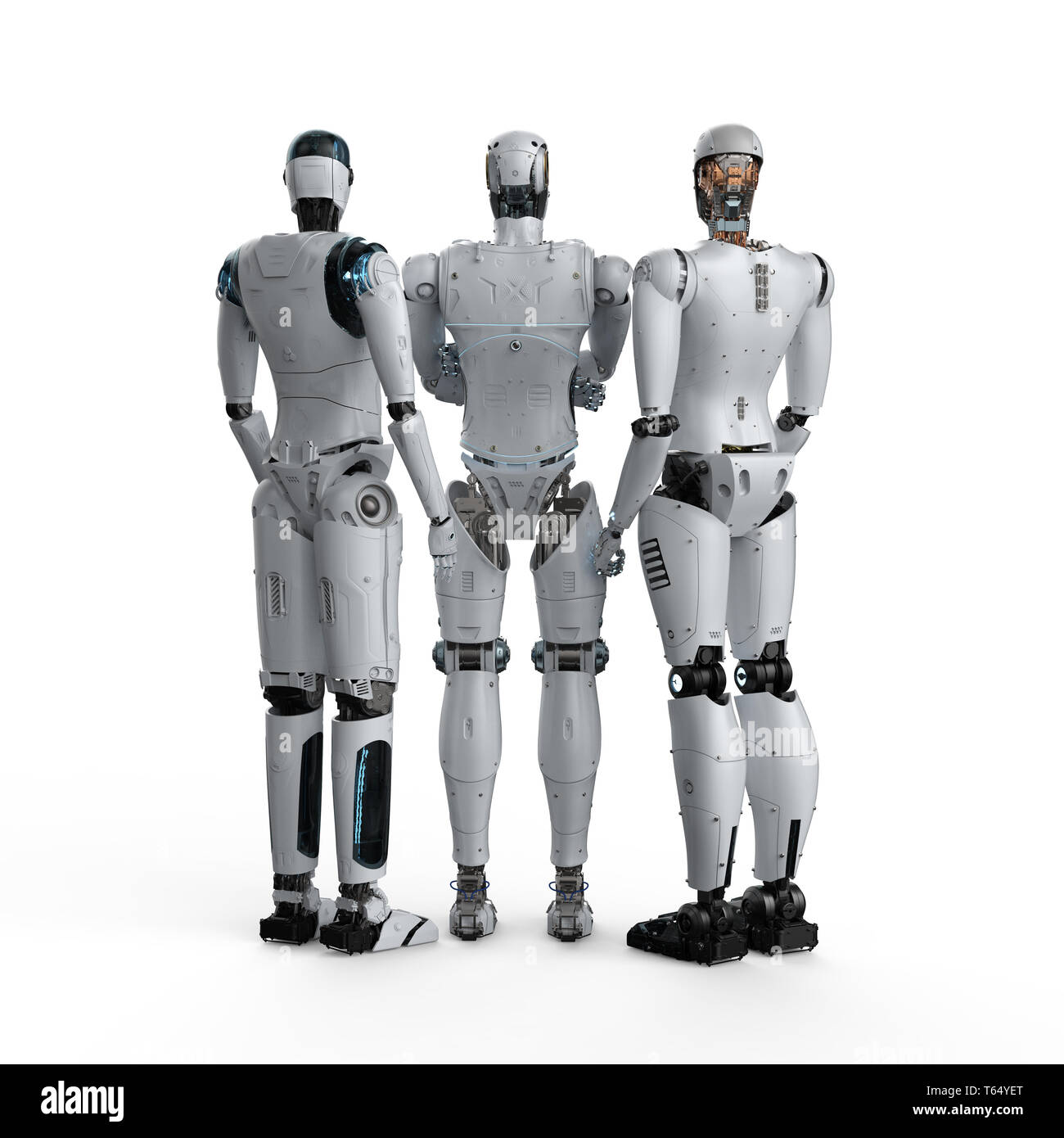 3d rendering group of artificial intelligence robot for teamwork Stock ...