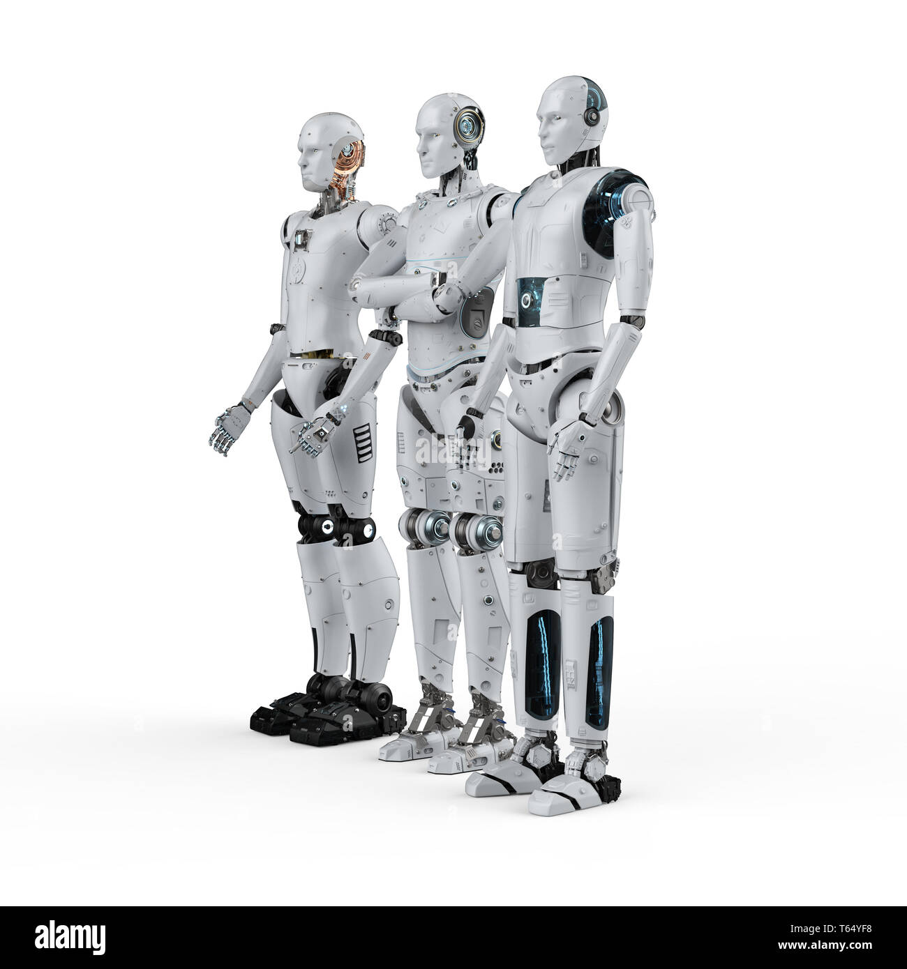 3d rendering group of artificial intelligence robot for teamwork Stock ...