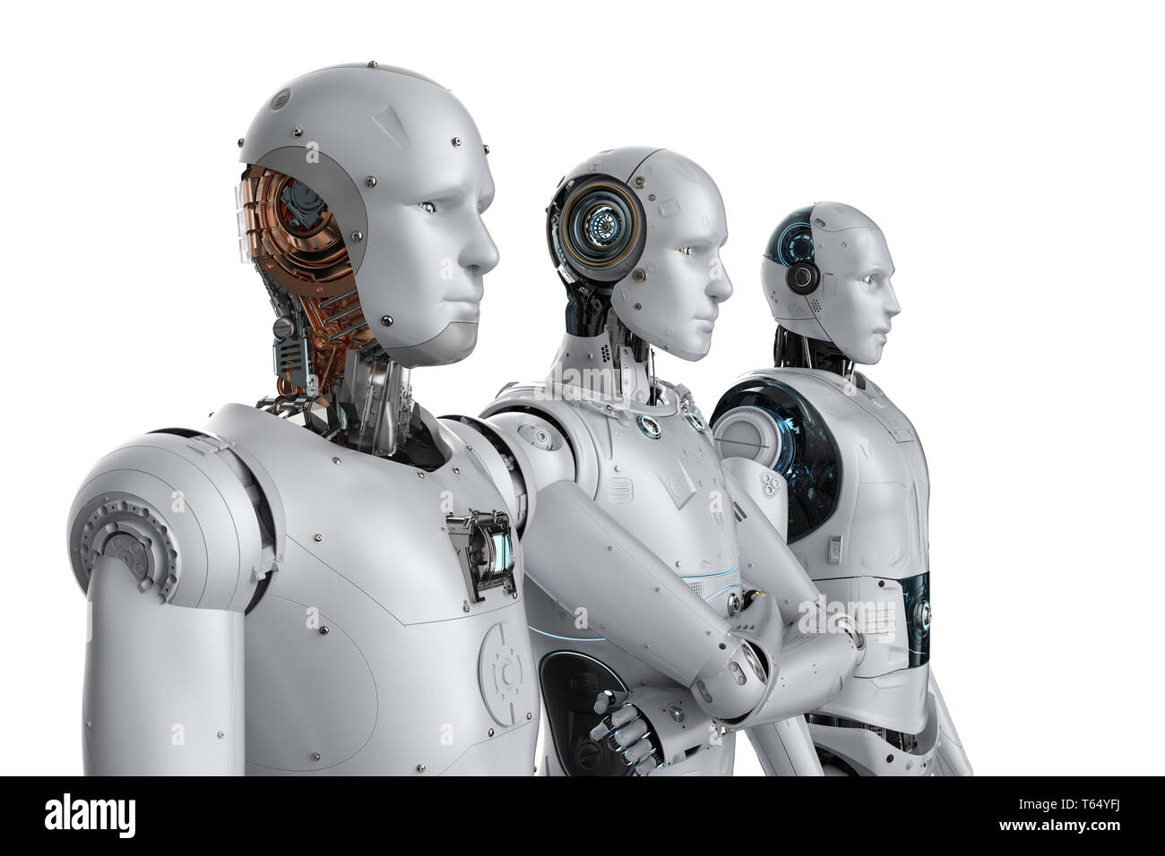 3d rendering group of artificial intelligence robot for teamwork Stock ...