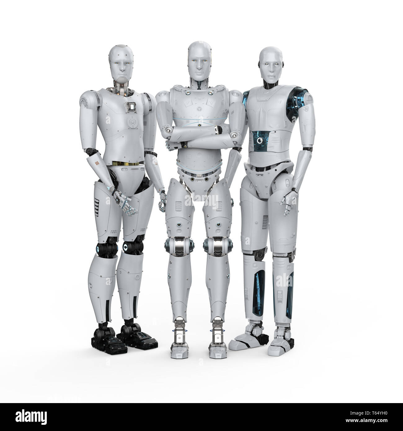 3d rendering group of artificial intelligence robot for teamwork Stock ...