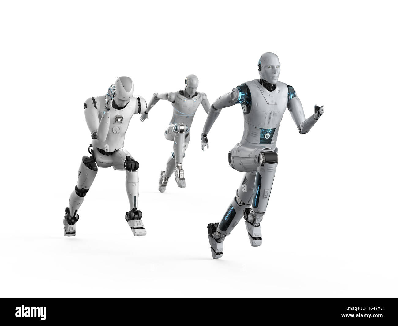 3d rendering cyborg running with fast speed in competition Stock Photo - Alamy