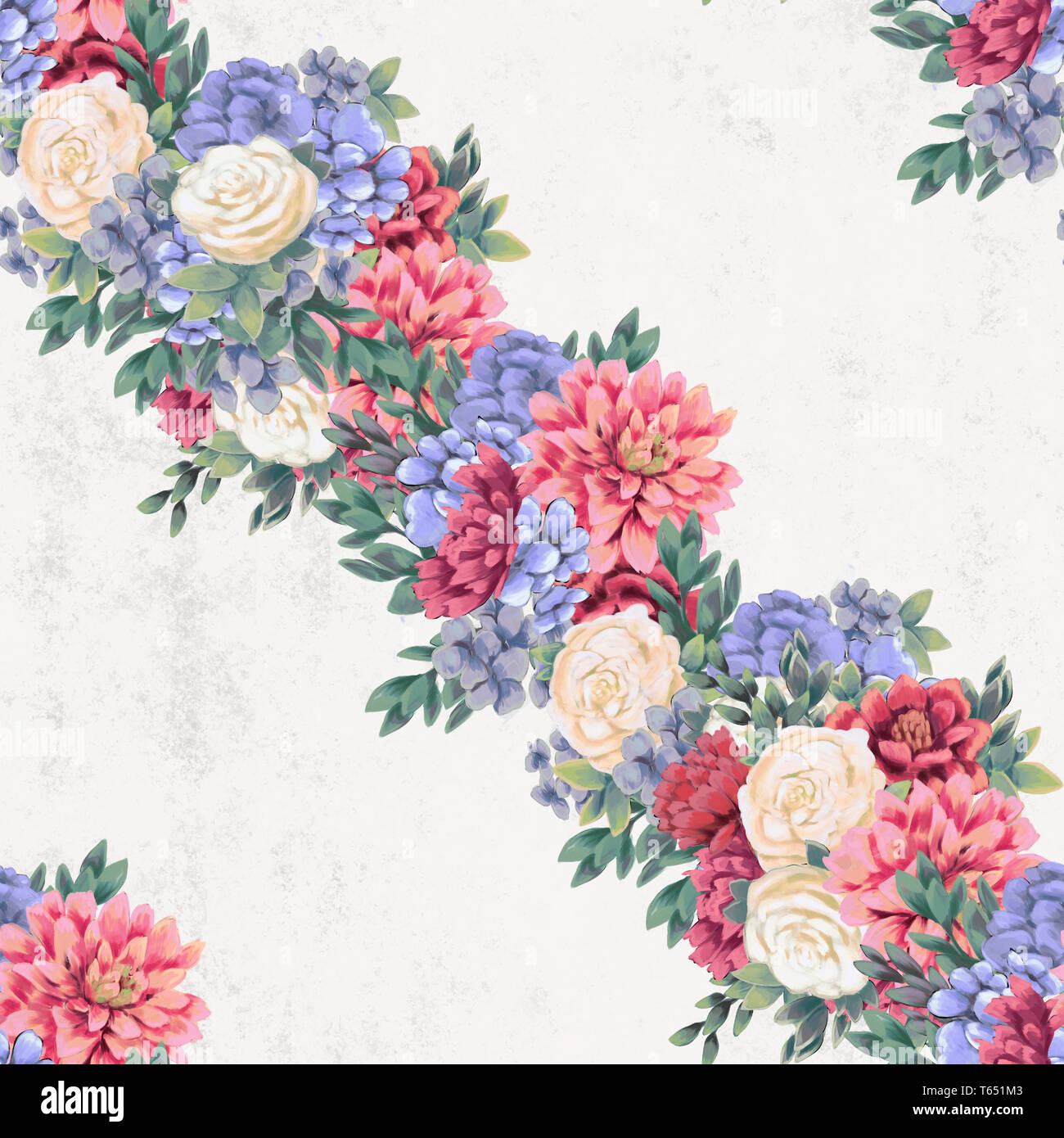 Watercolor floral seamless pattern. Hand painted flowers, greeting card ...