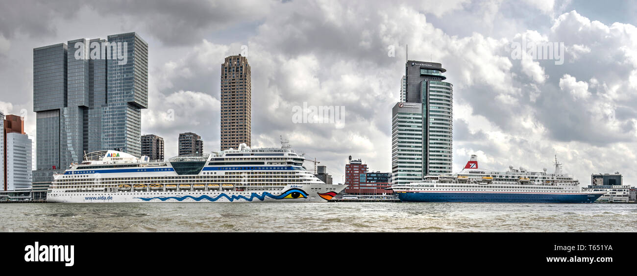 Rotterdam, The Netherlands, April 4, 2019: widescreen image of two ...