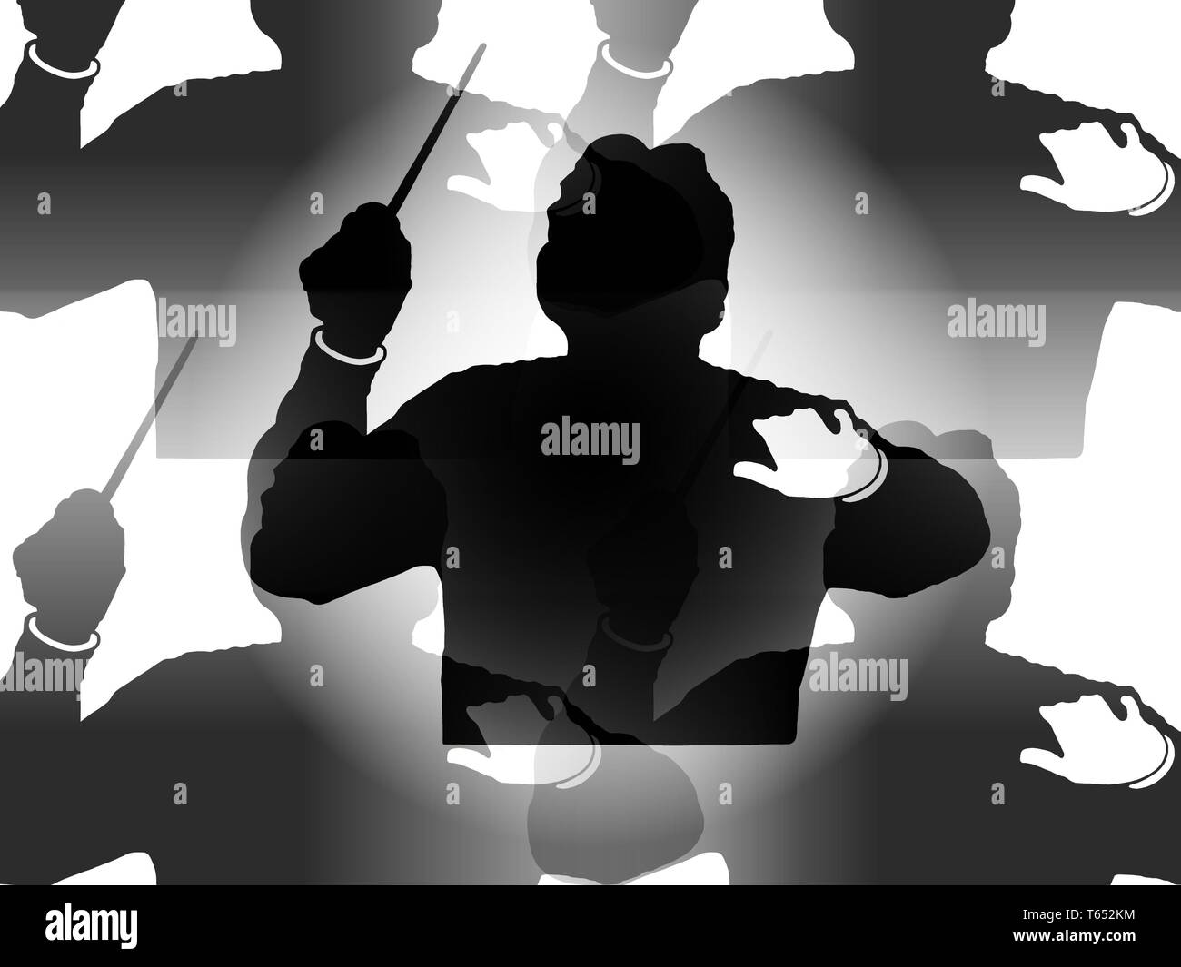 Orchestra conductor illustration Black and White Stock Photos & Images ...