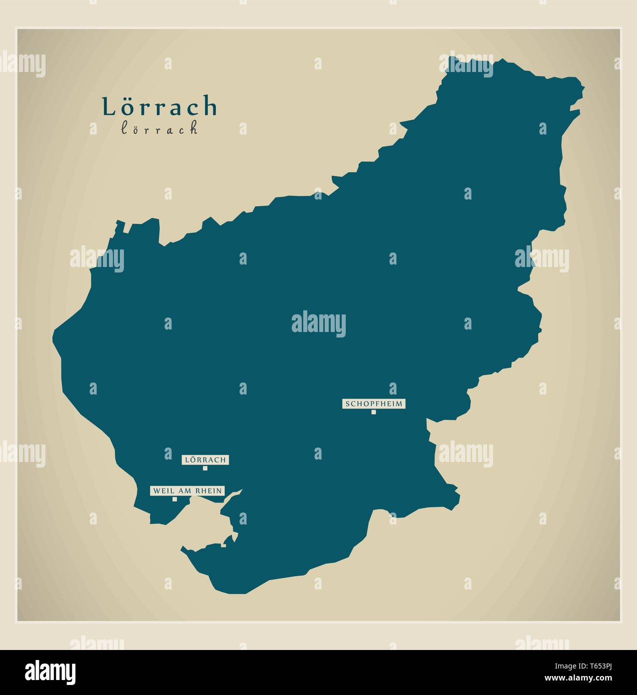 Modern Map - Loerrach county of Baden Wuerttemberg DE Stock Vector ...