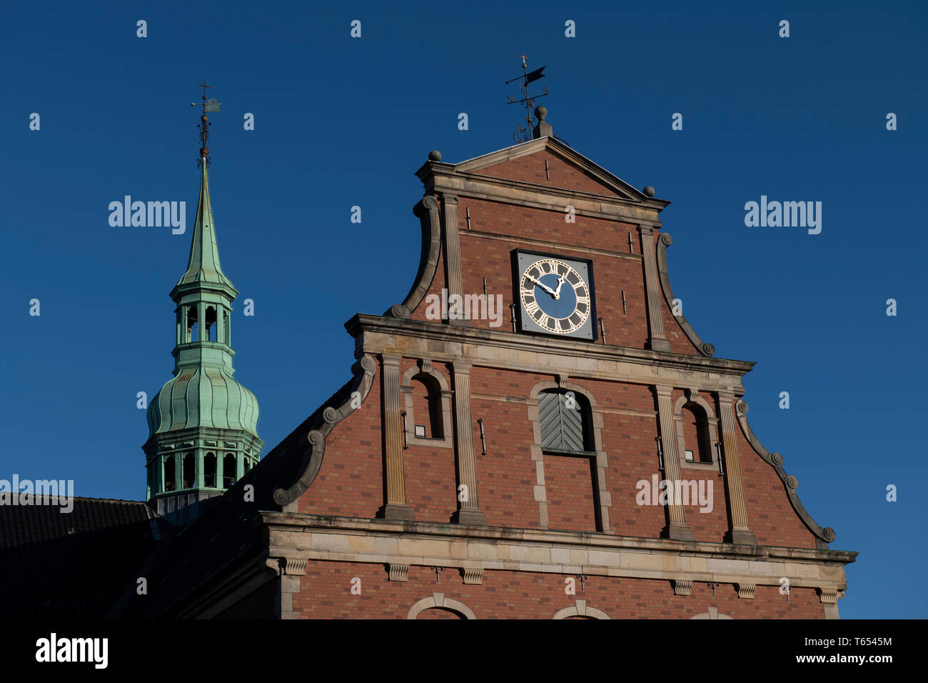 Holmen Church with clock and spire in background, outside ...