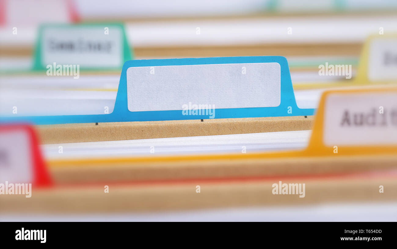 File folders with an empty tab Stock Photo - Alamy