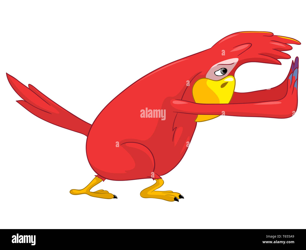 Funny Parrot. Pushing Stock Photo - Alamy