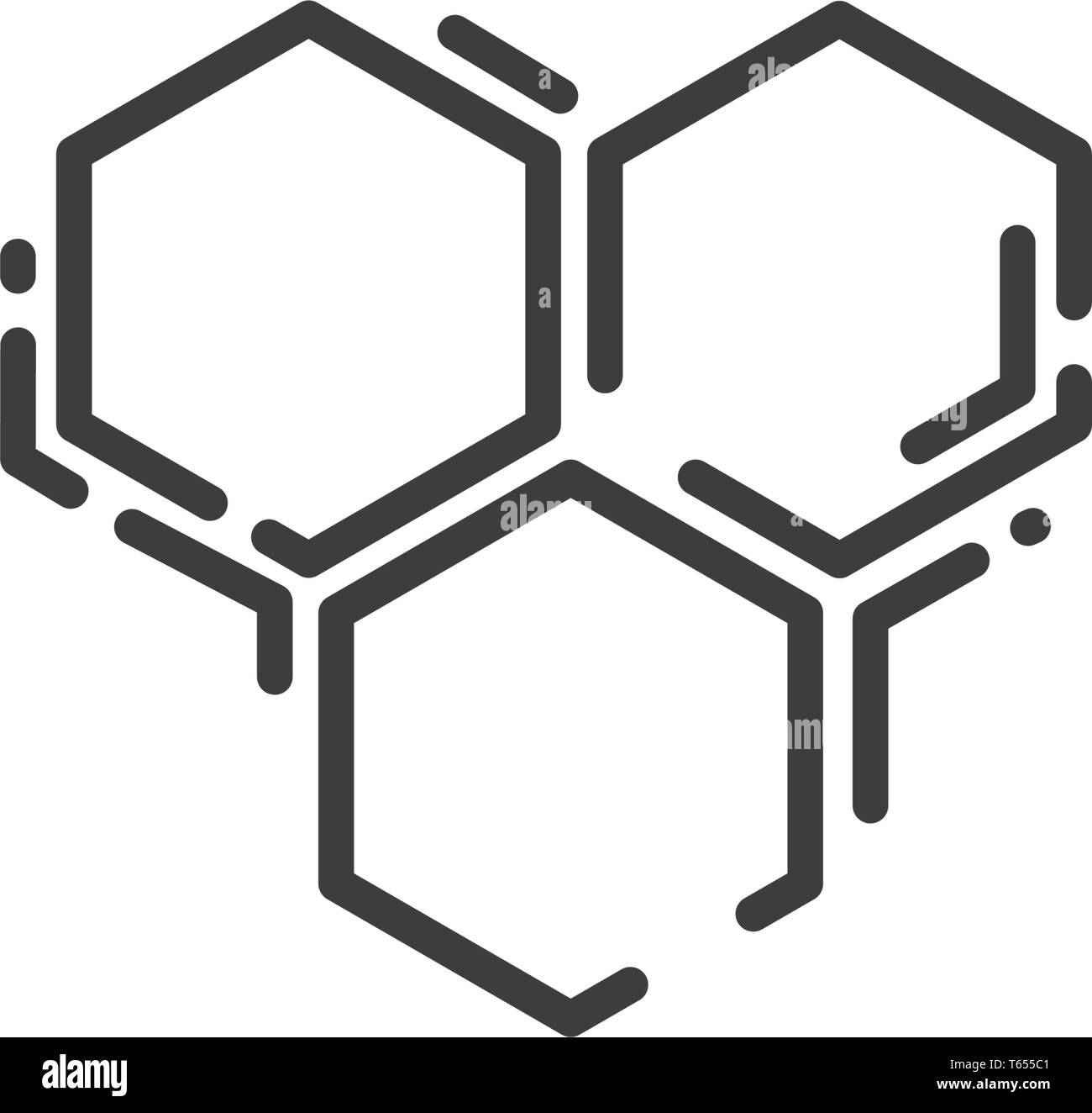 simple line art icon of three bee hexagonal honeycomb Stock Vector ...