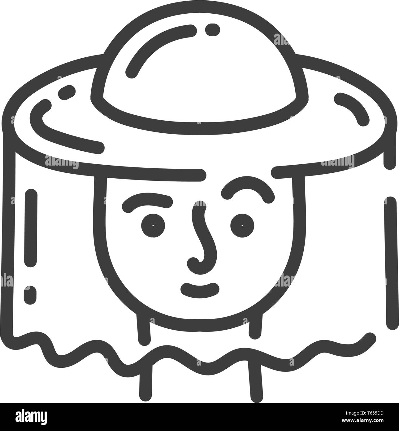simple line art icon of beekeeper's head in a protective hat Stock ...