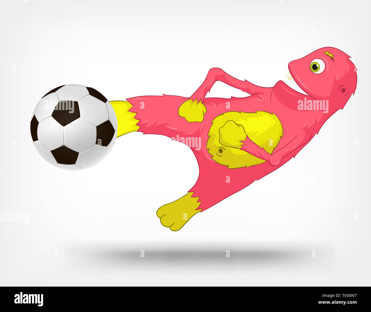 Cartoon illustration footballer kicking football hi-res stock ...