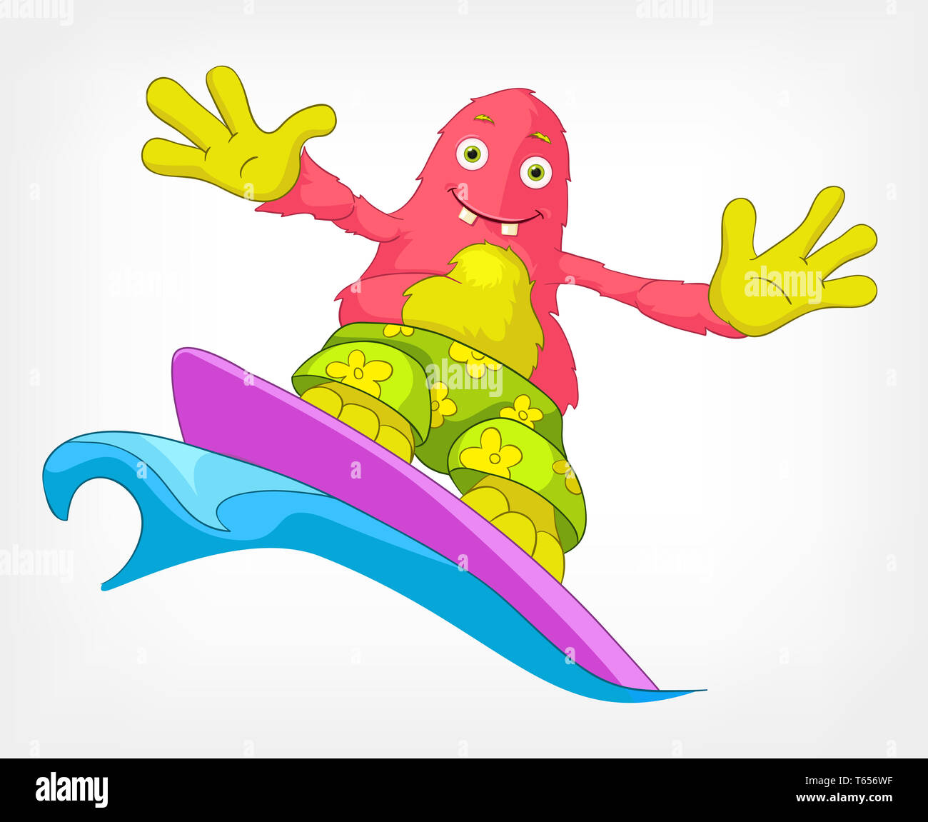 Funny Monster. Surfing Stock Photo - Alamy